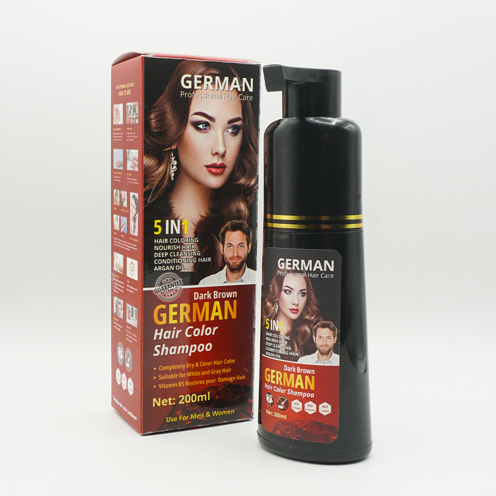 German Hair Color Shampoo 5-in-1, with Keratin, Argan Oil, Vitamin B5 ...